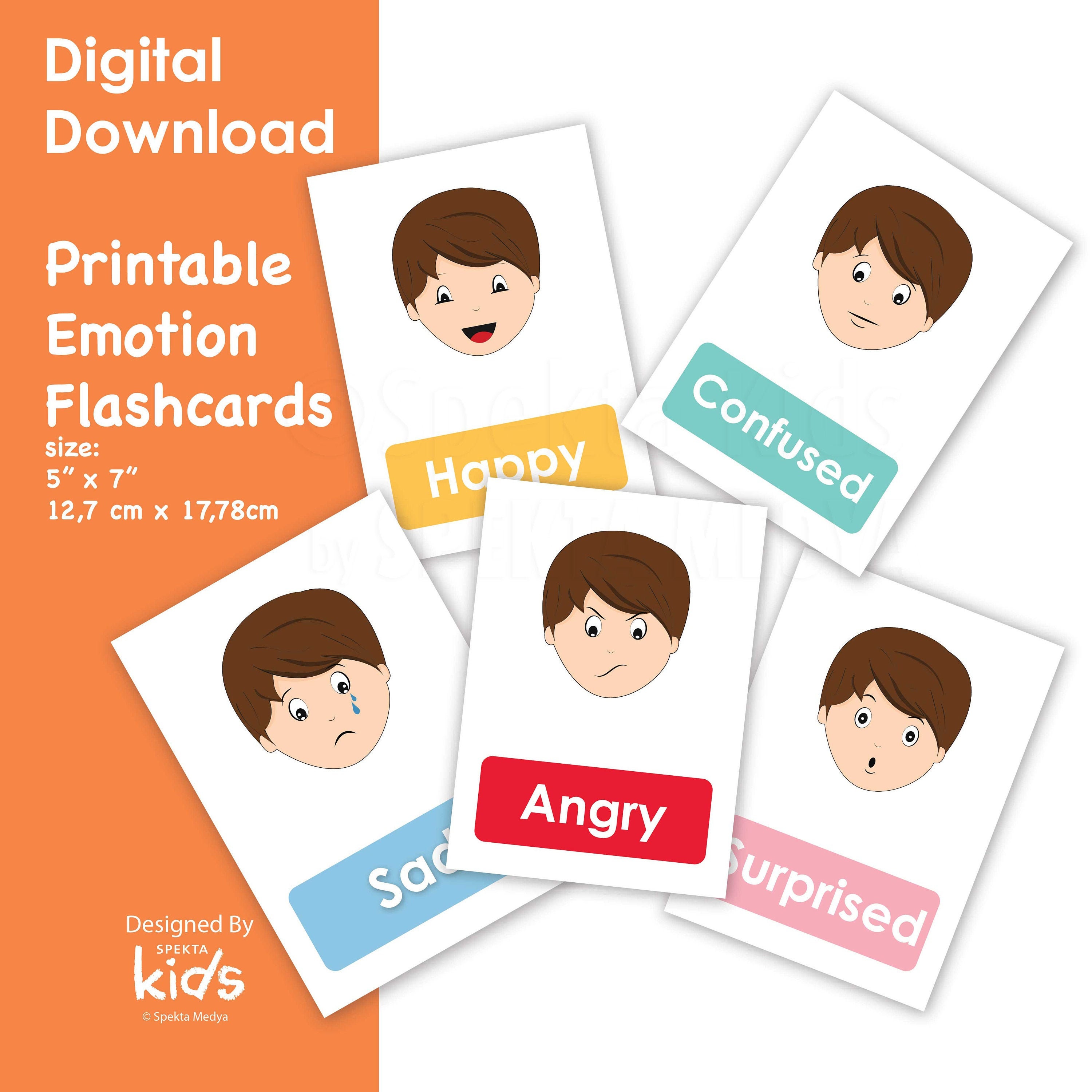 Boy Emotions Flash Cards, Classroom Activity (digital Download) - Etsy