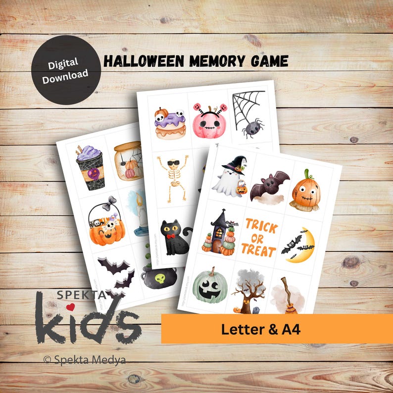 Spooky Halloween Memory Game Printable for Kids (instant Download ...