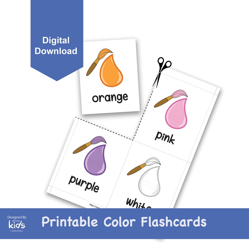 Printable Colors Flashcards11 Basic Colors Educational | Etsy