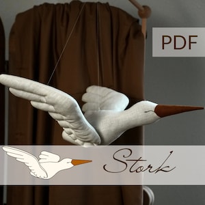 Stork PDF Pattern and Tutorial, Eco Toy Sewing Pattern, Stuffed Animal ...