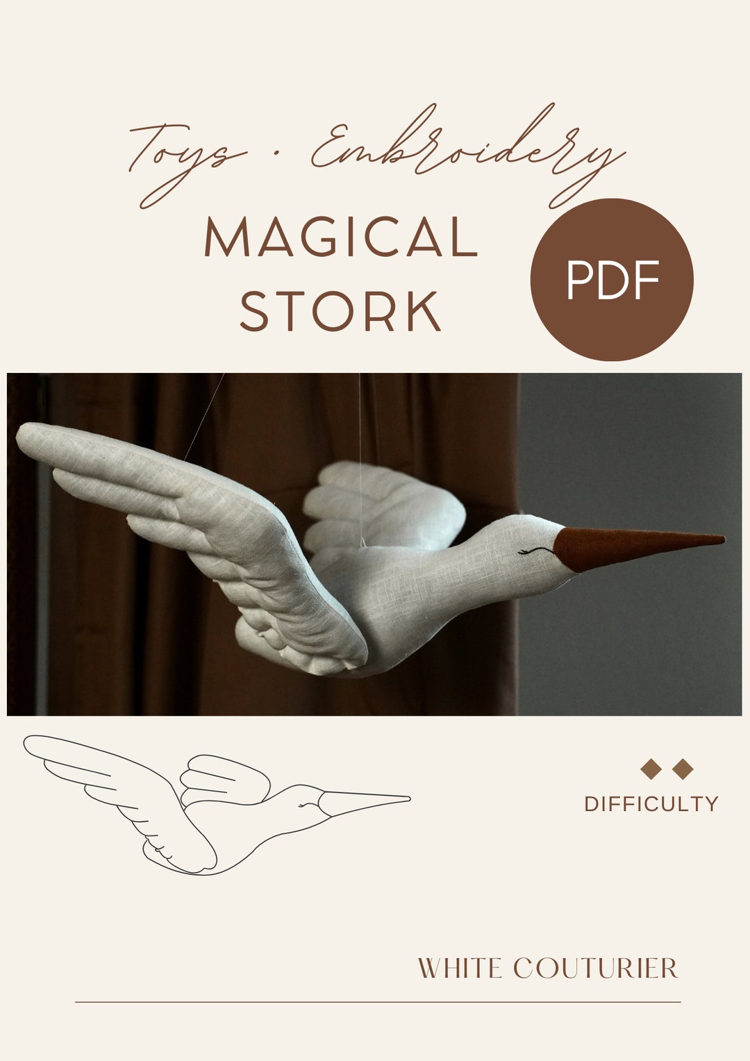 Stork PDF Pattern and Tutorial, Eco Toy Sewing Pattern, Stuffed Animal Pattern, Easy Pattern - Etsy