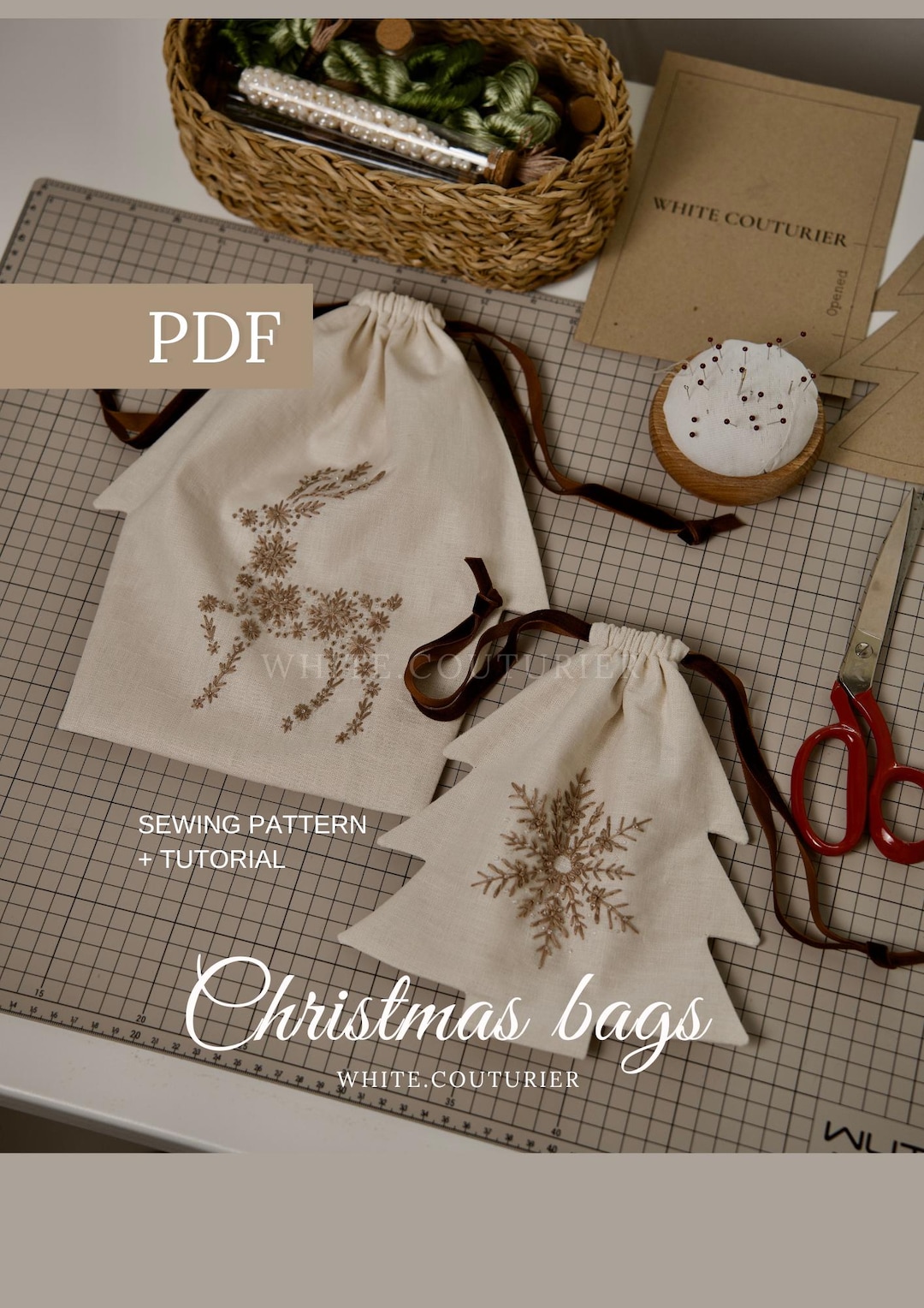 Christmas Gift Bags Sewing Pattern, Christmas Embroidery Designs, Stick ...