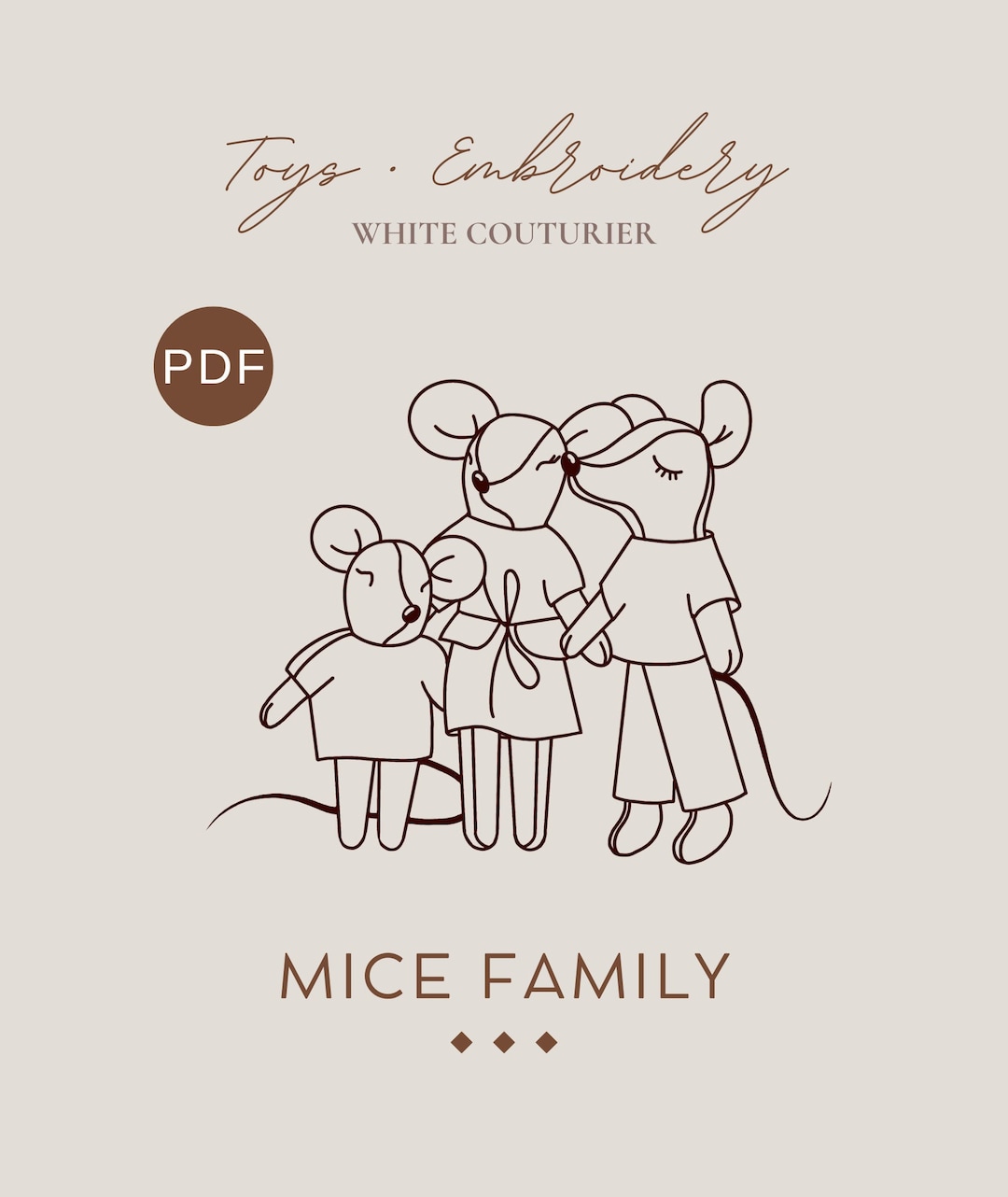 Linen Stuffed Soft Toys Family of Mice , Mouse PDF, Sewing Pattern and ...