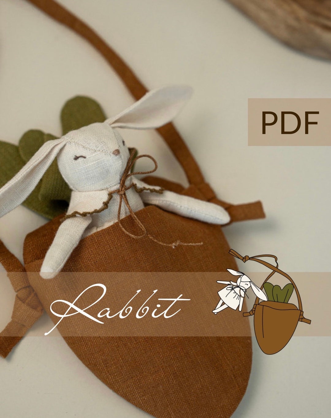 Rabbit With Bag PDF Pattern and Tutorial, Eco Toy Sewing Pattern ...