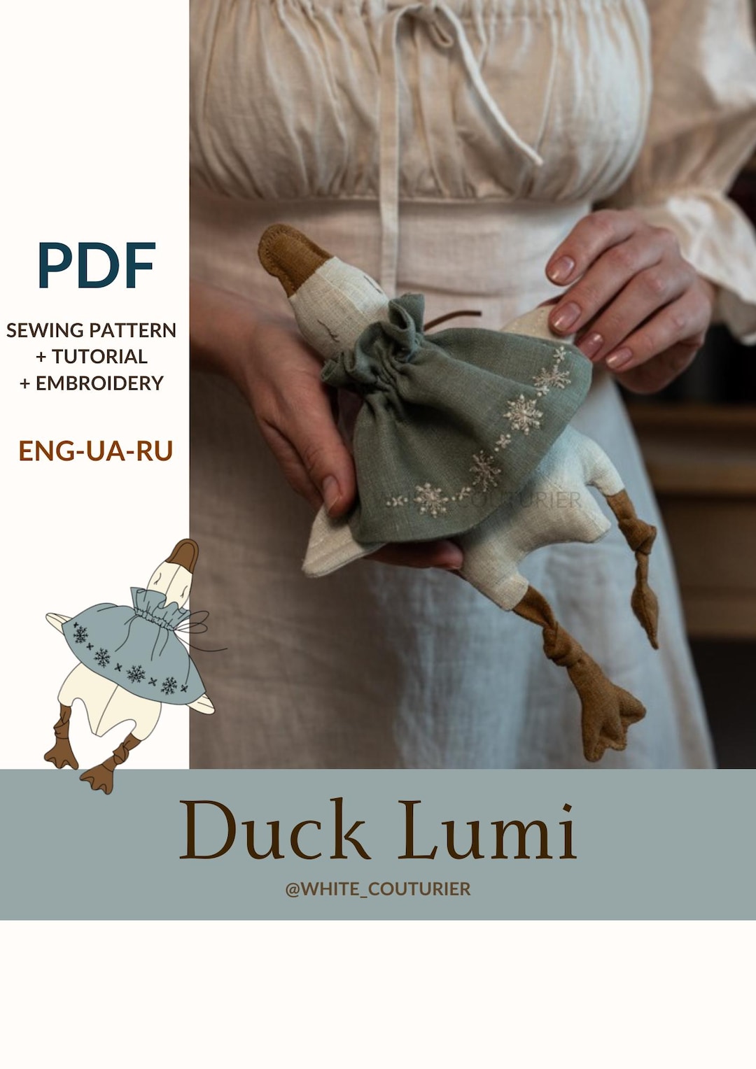 Lumi Duck PDF Pattern and Tutorial, DIY Duck Toy, Eco Toy Sewing ...