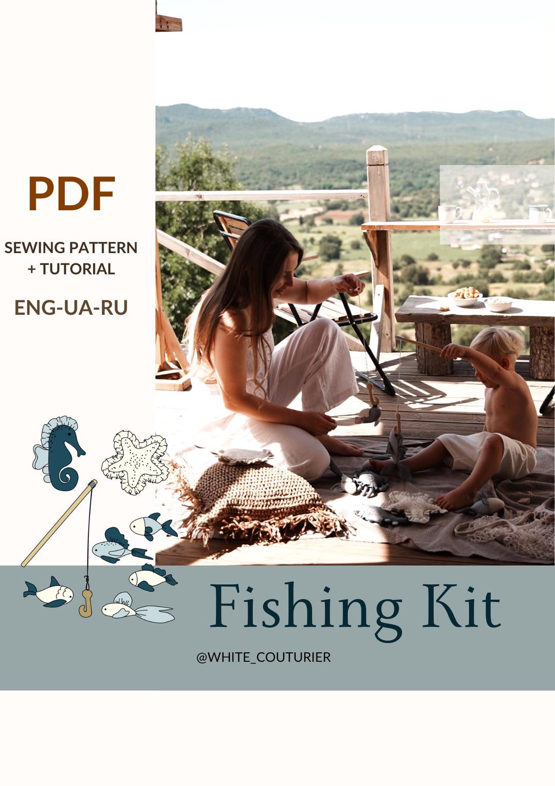 Montessori Fishing Sewing Kit – 5 Fish, Crab With Shell, Seahorse ...