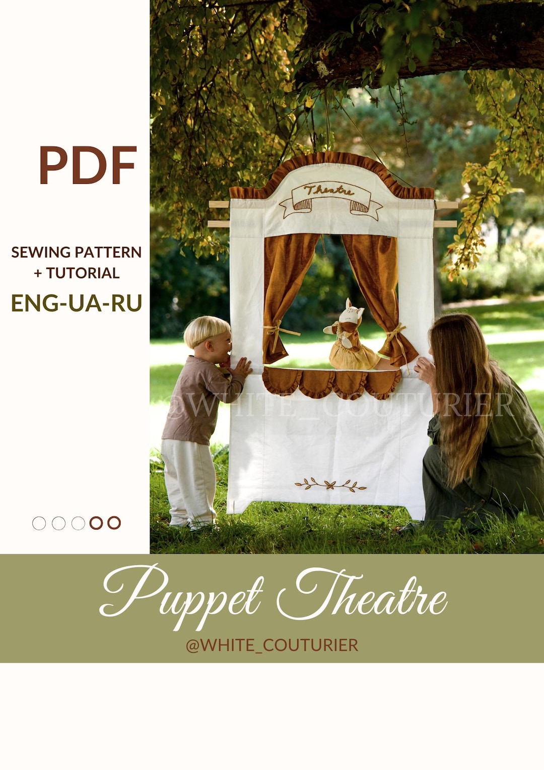 Hand Puppet Theater Sewing Pattern PDF 85cm(33")x150cm(59") + Step by ...