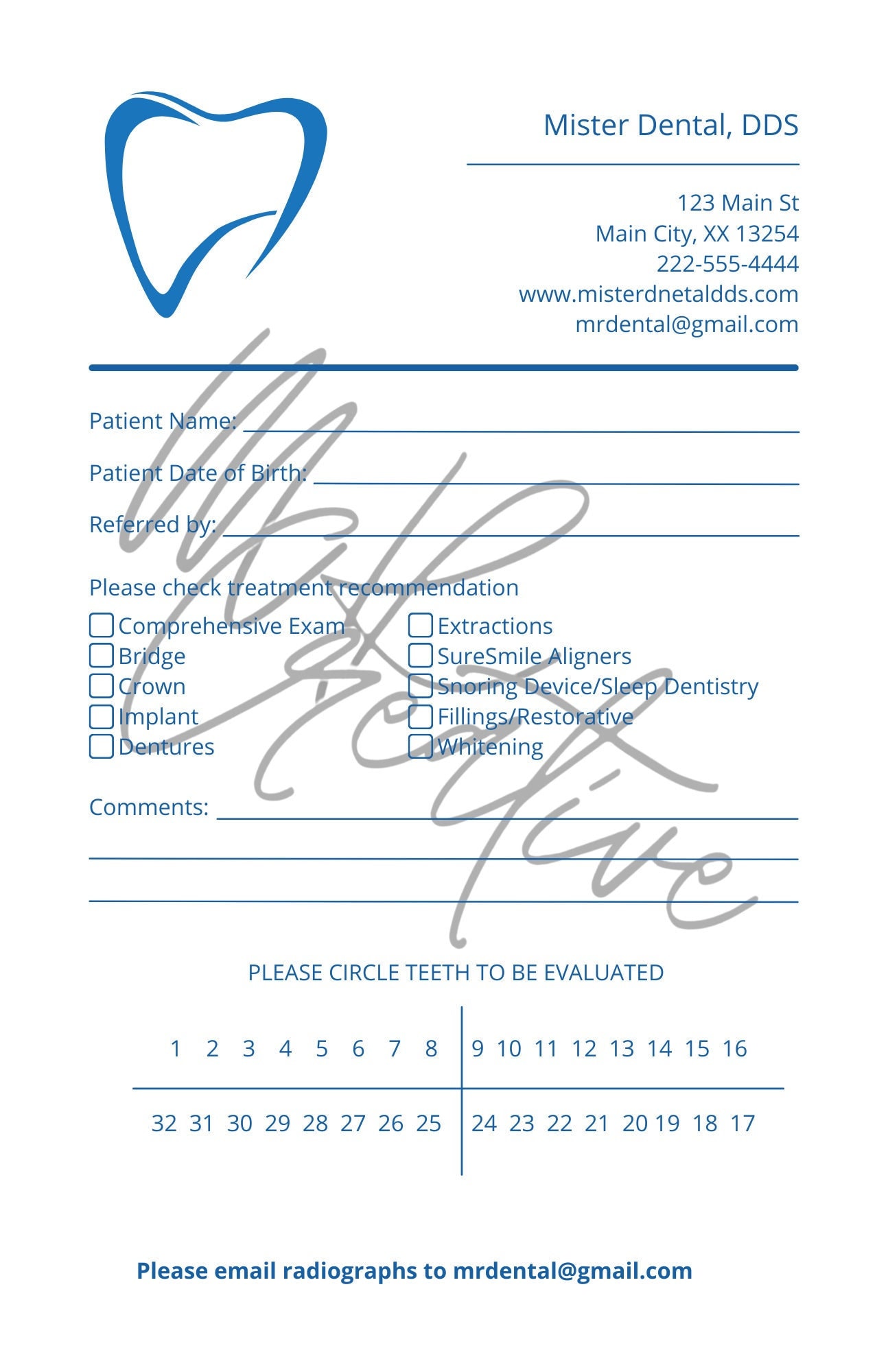 Printable Dental Referral Slip Customized - Etsy