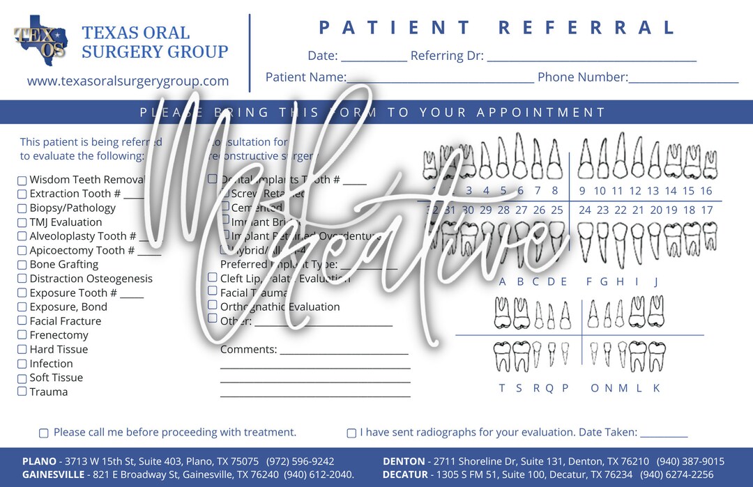 Dental Referral Slip Oral Surgery/general Dentistry - Etsy
