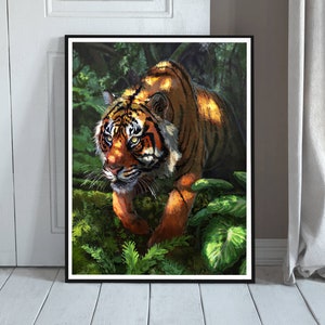 Prowling Tiger Artwork - Tiger Painting Print - Jungle Cat - Big Cat ...