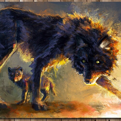 Pack of Wolves Art Print Vintage Wolf Painting Animal Wall - Etsy