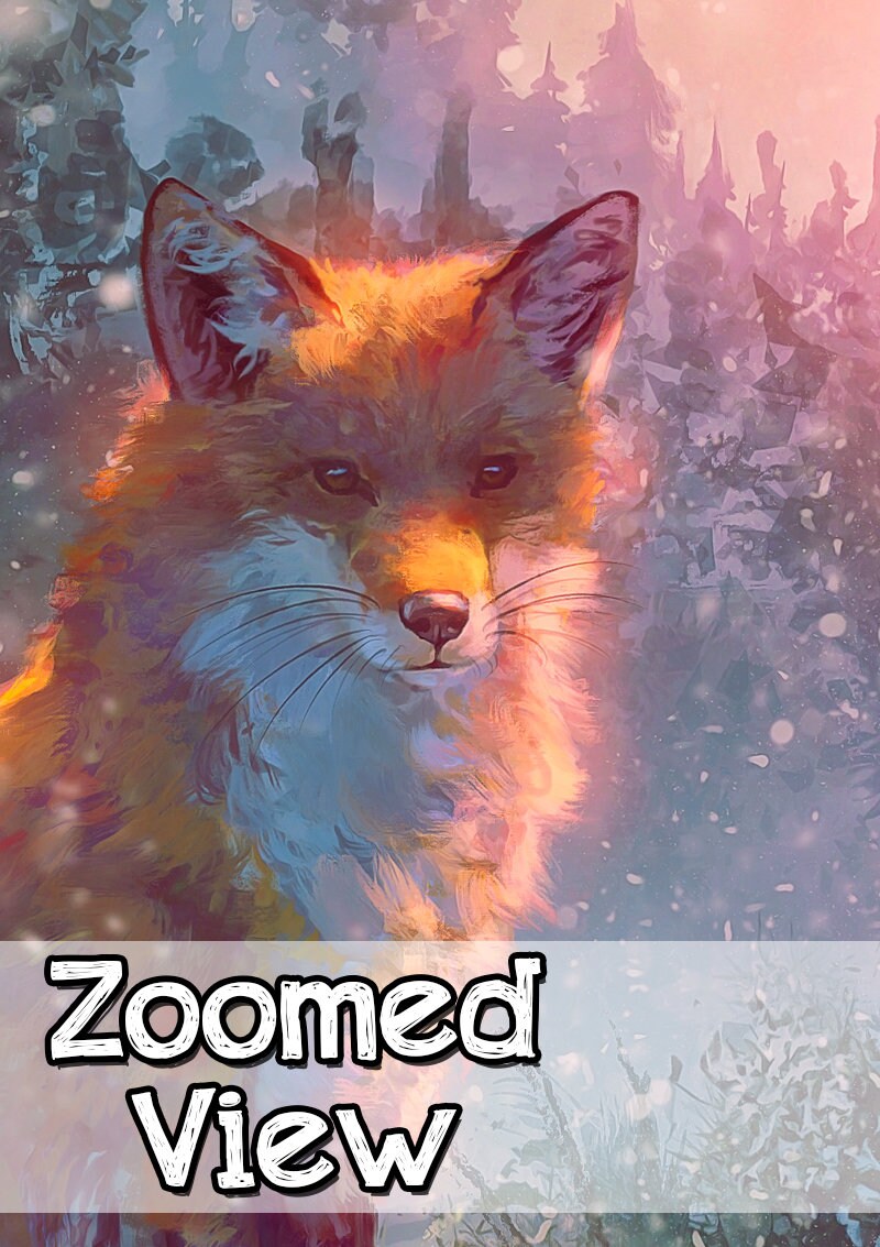 Snowy Fox Art Print - Woodland Winter Scenic Artwork - Snow Fox Forest ...