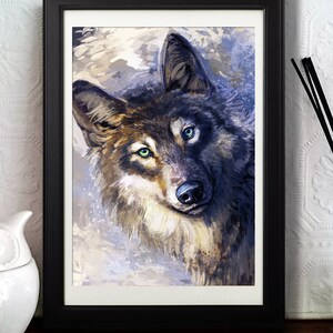 WOLF Wall Art Print Poster - Wall Decor - Wolf Painting Portrait ...