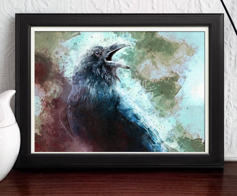 Raven Painting Print Raven Art Bird Lover Gift Crow | Etsy