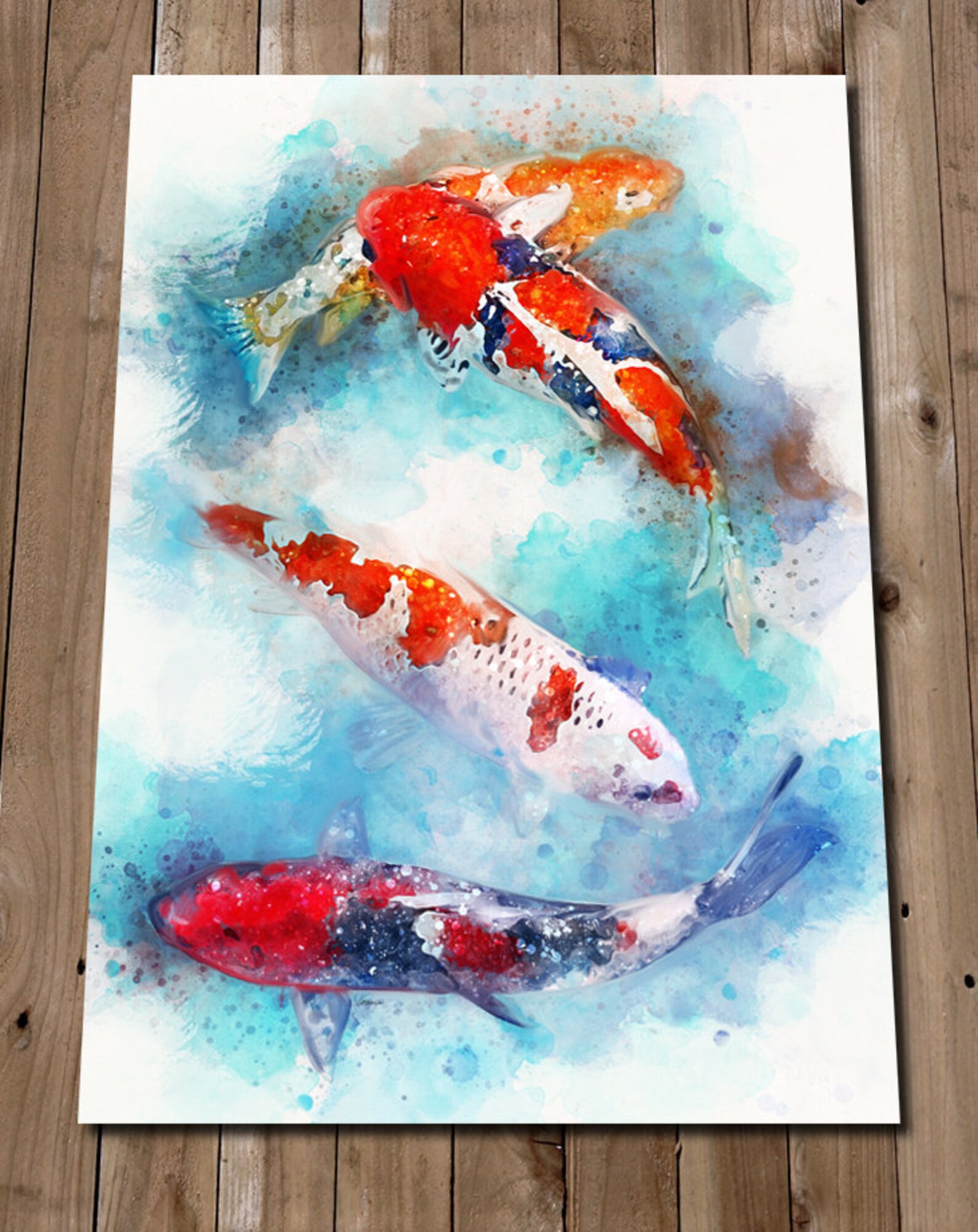 Koi Fish Painting Print Japanese Carp Wall Art Pond Fish - Etsy New Zealand