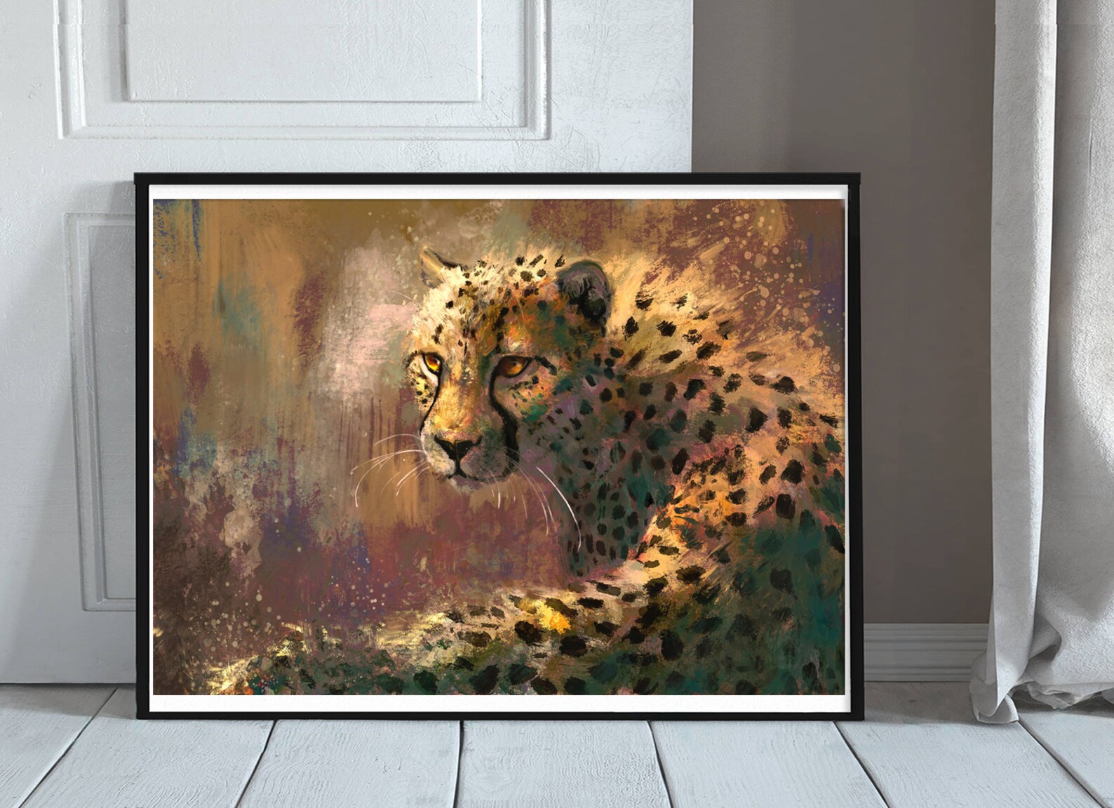 Big Cat Print Cheetah Painting Realistic Animal Art | Etsy UK