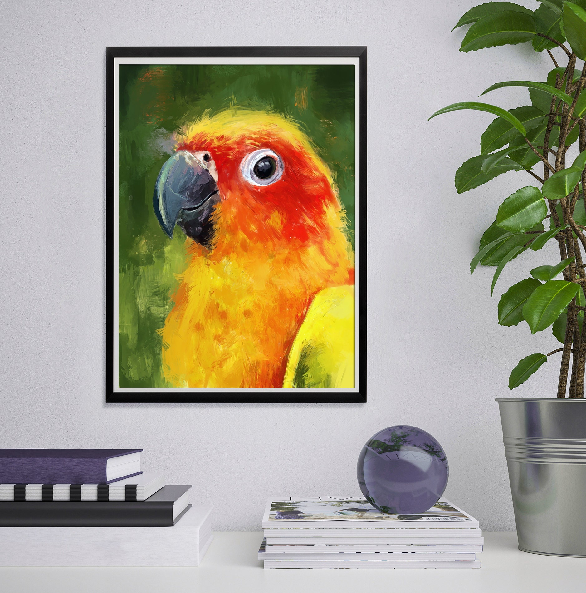 Sun Conure Art Print - Conure Flat Matte Print - Parakeet Pet Bird Art ...