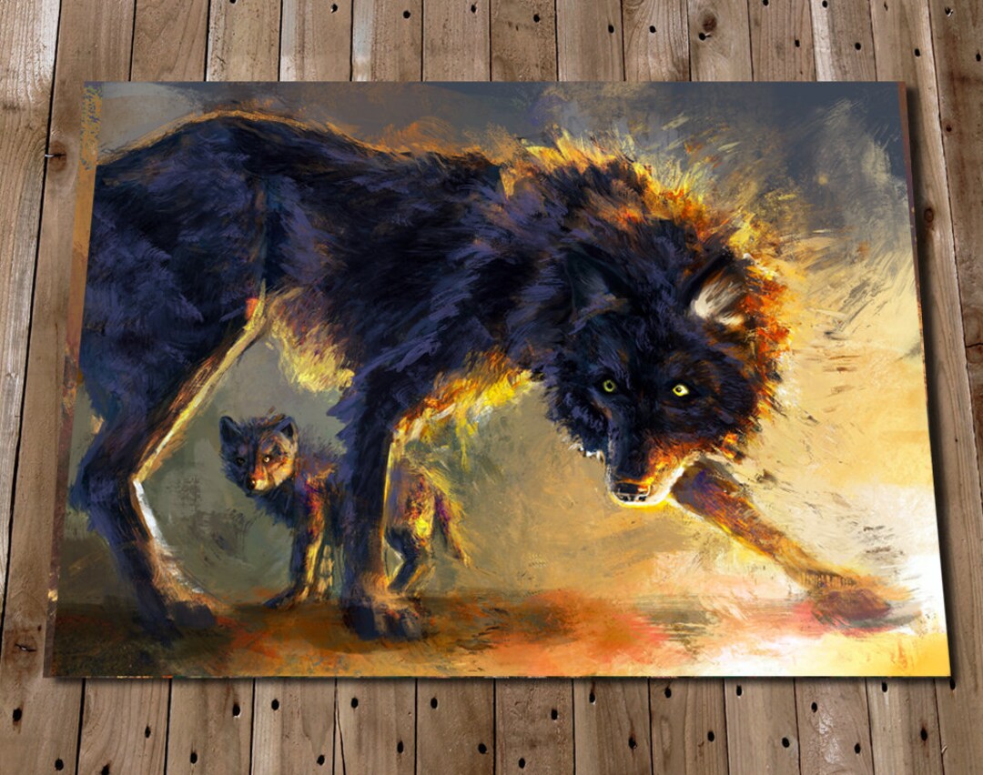 Wolf Art - Motherhood - Mother and Baby Art - Wolf Painting Gift - Wolf ...