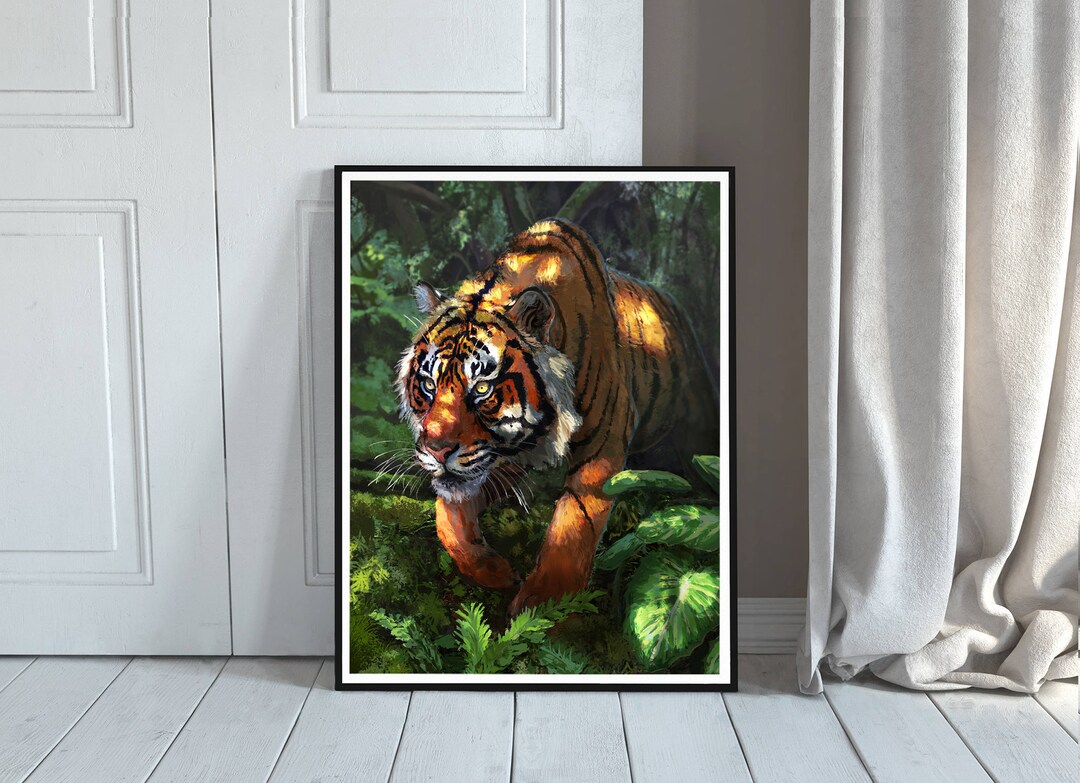 Prowling Tiger Artwork - Tiger Painting Print - Jungle Cat - Big Cat ...