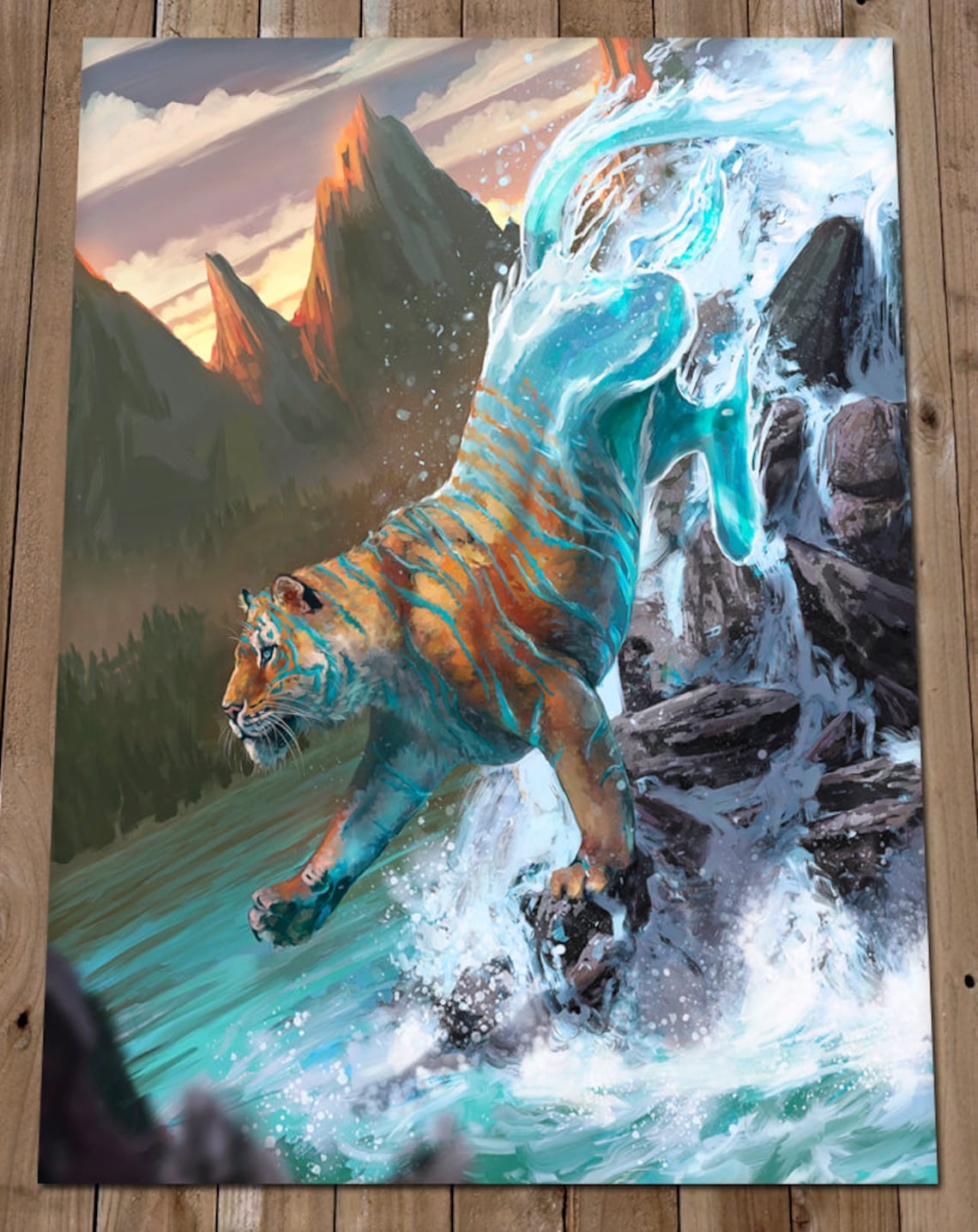 Water Tiger Print Spiritual Art Animal Fantasy Artwork - Etsy