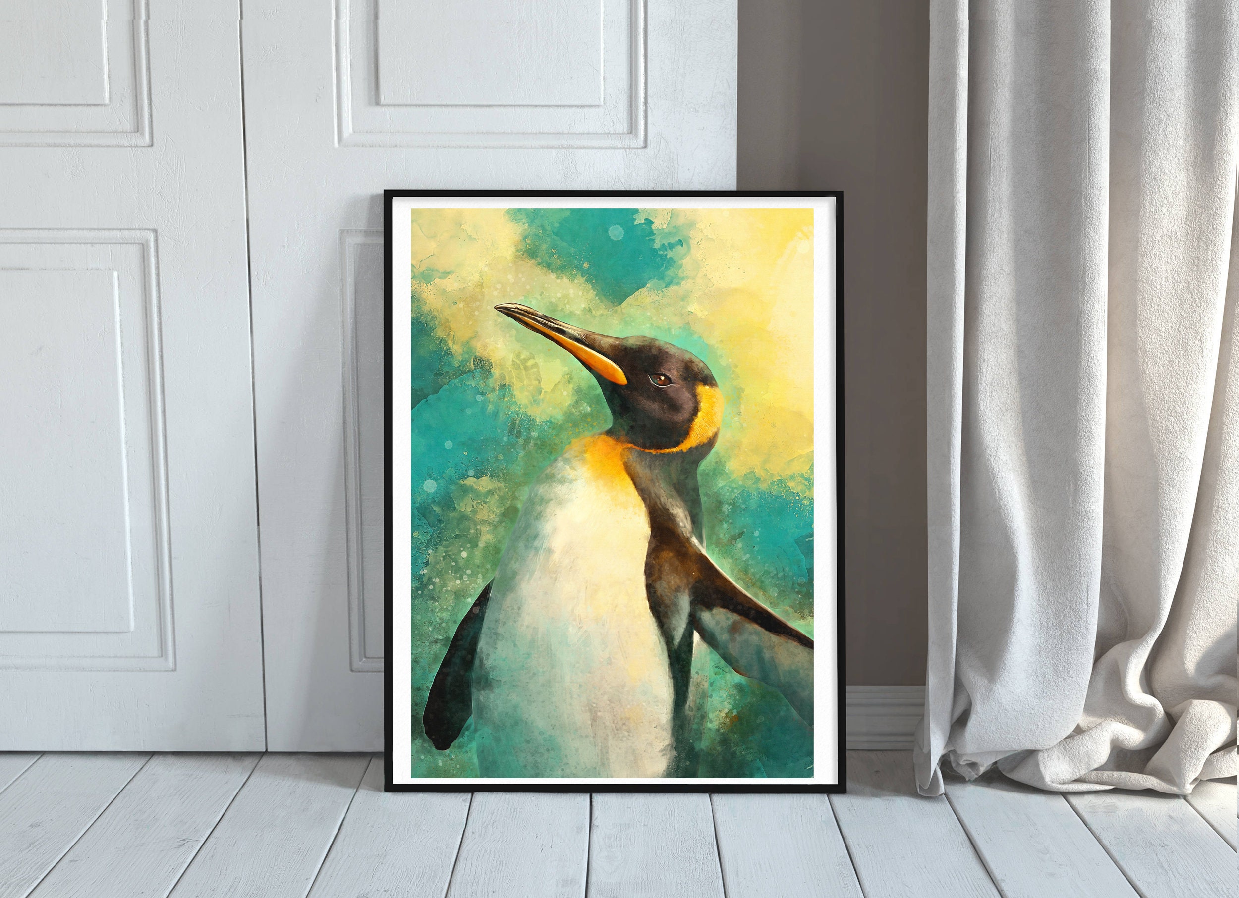 Penguin Art Painting Print Animal Print King Penguin Gift | Etsy