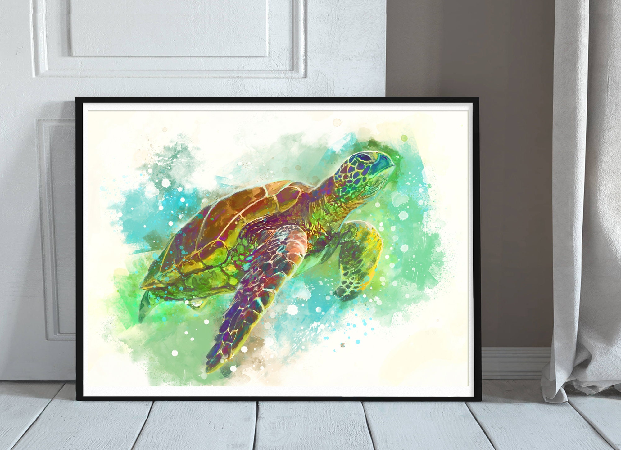 Turtle Art Turtle Print Coastal Art Nautical Print - Etsy