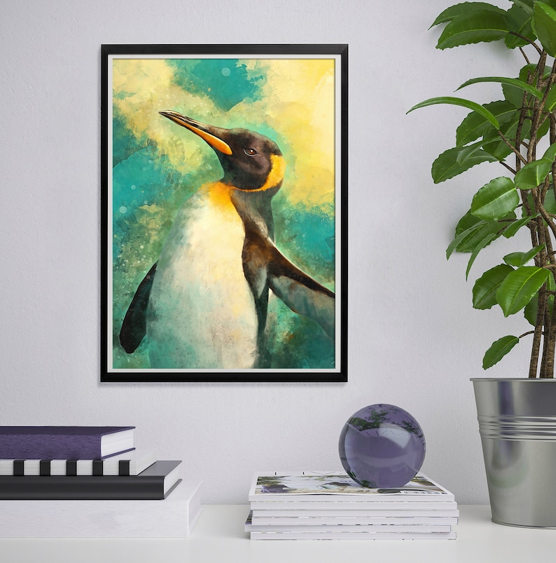 Penguin Art Painting Print Animal Print King Penguin Gift | Etsy
