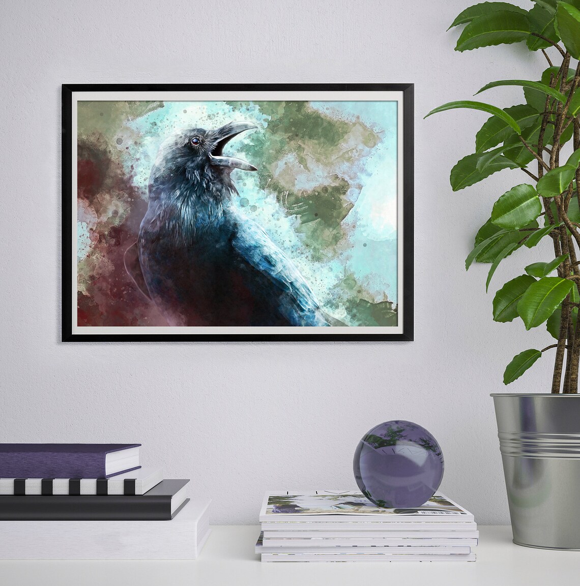 Raven Painting Print Raven Art Bird Lover Gift Crow - Etsy