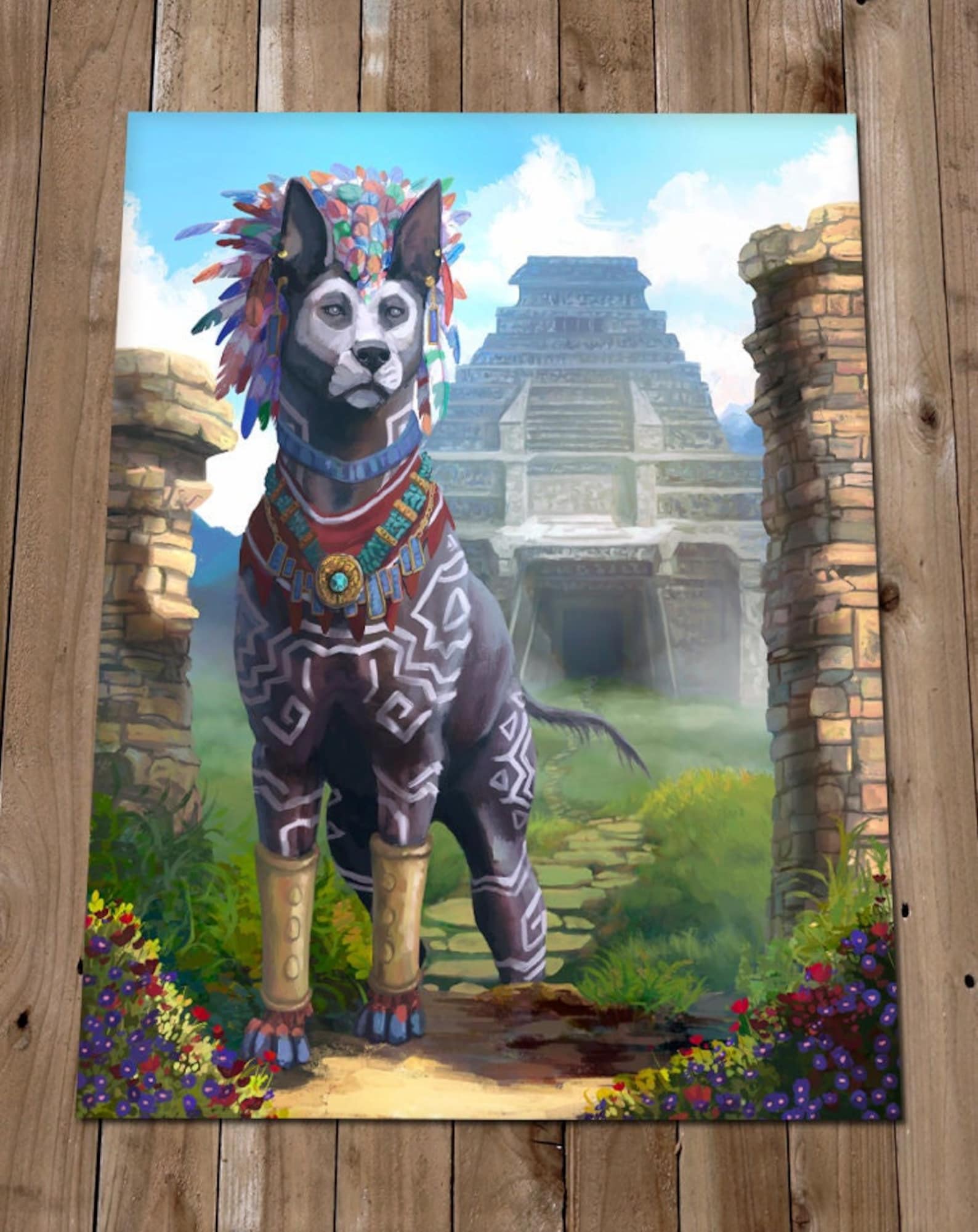 Xolotl Mythology Art - Aztec God Art Print - Fantasy Illustration ...