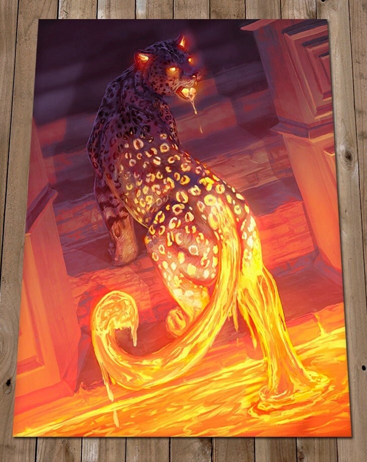 Lava Leopard Fantasy Big Cat Art Print Independent Artist - Etsy