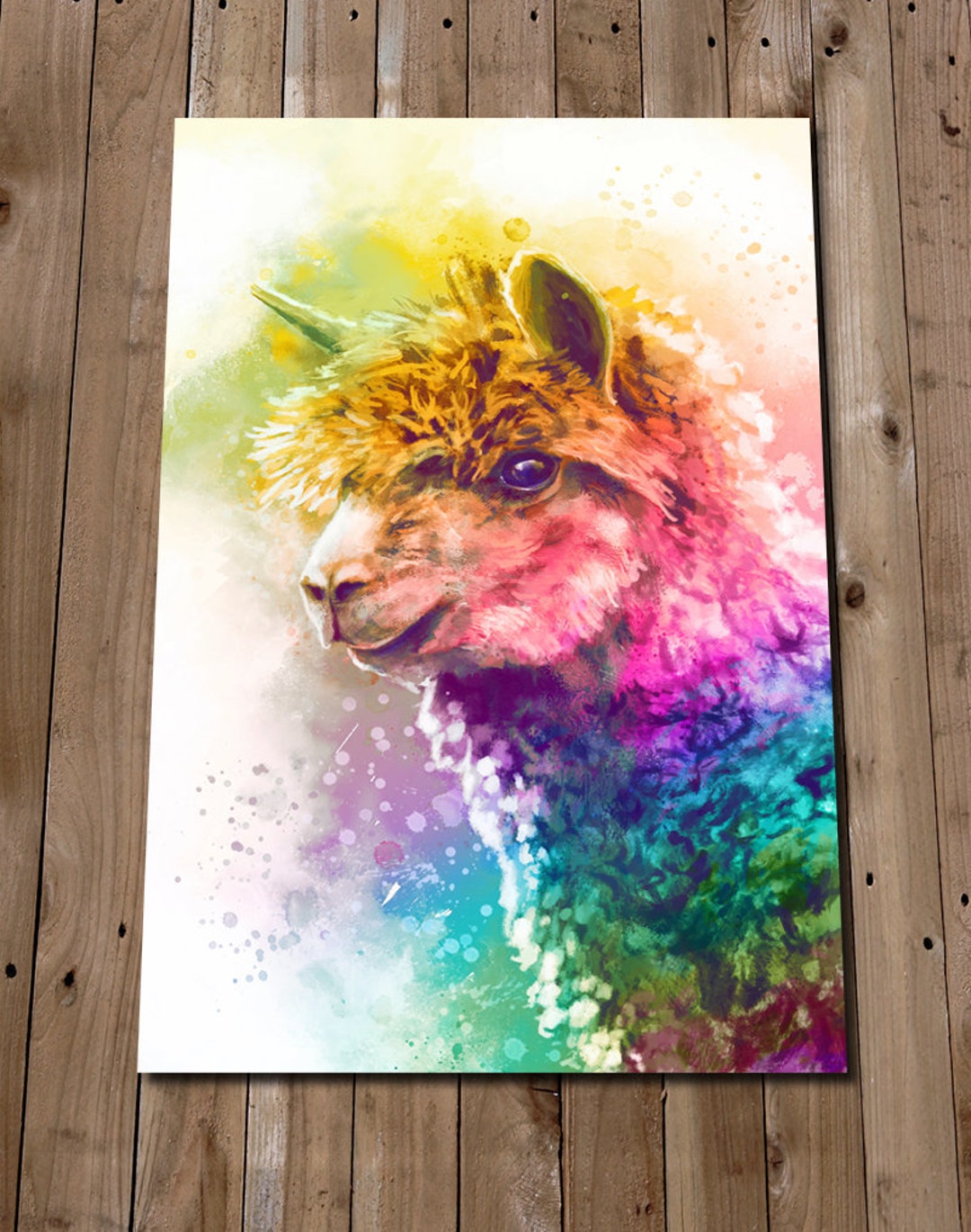 Llama Print Wall Art - Alpaca Art - Rainbow Llama Gift - Watercolour ...