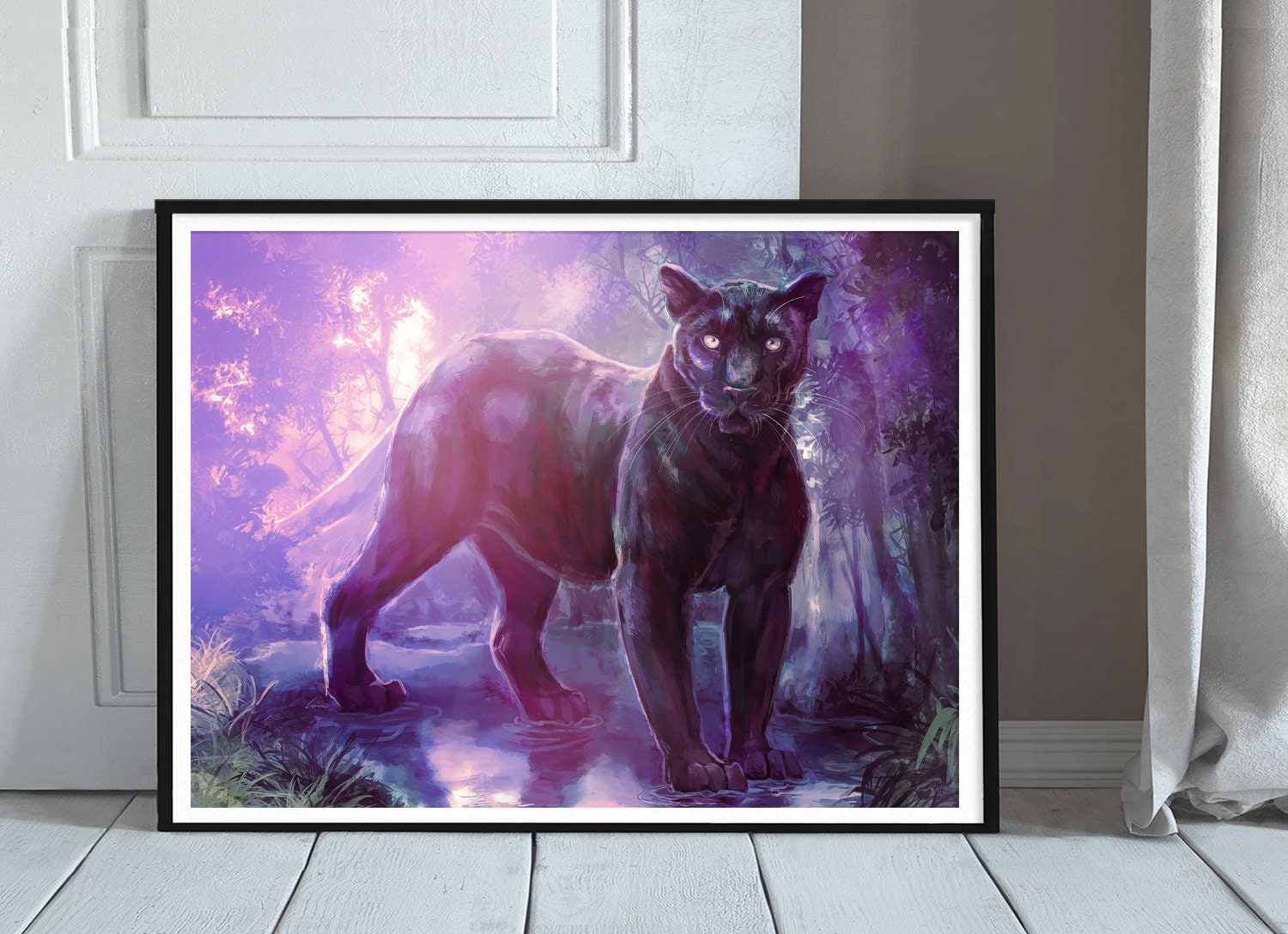 Panther Art Print - Big Cat Illustration - Black Cat - Jungle ...