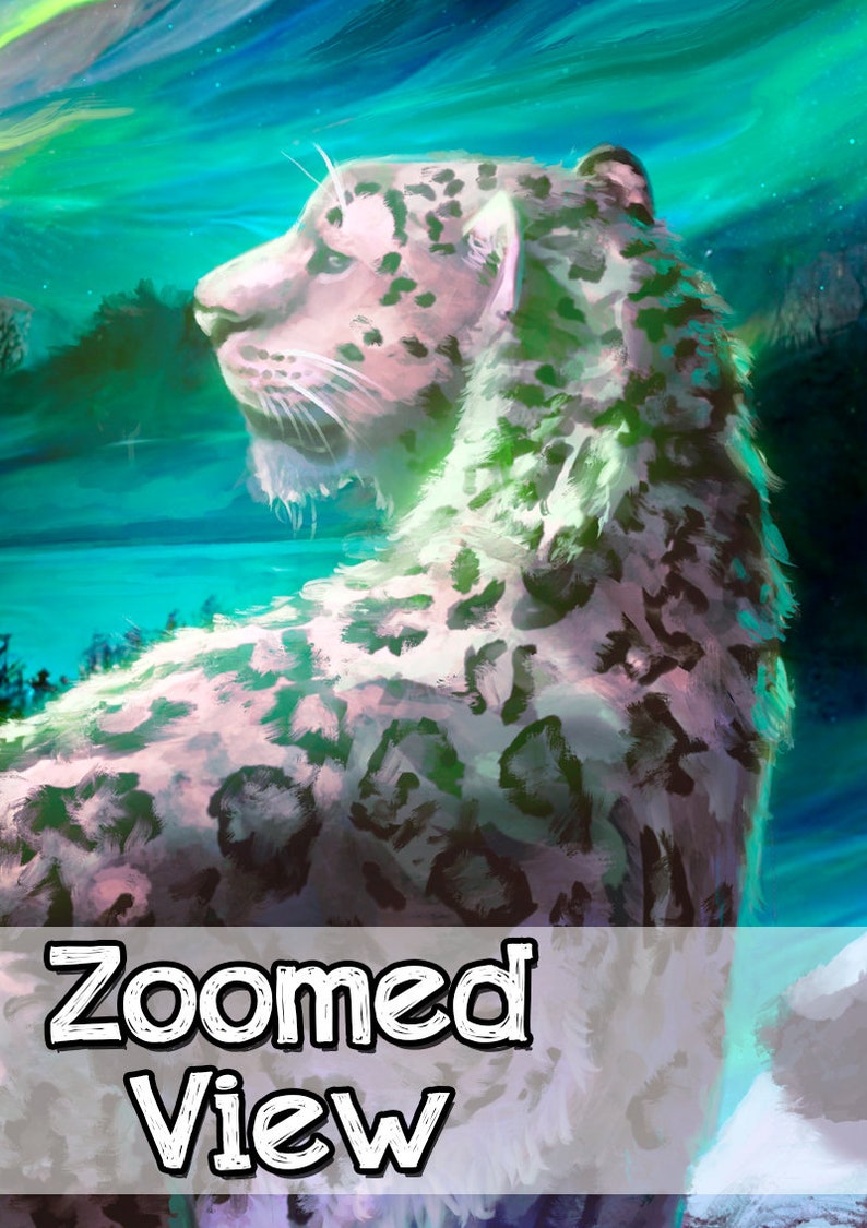 Snow Leopard Print Aurora Borealis Art Painting Fantasy - Etsy