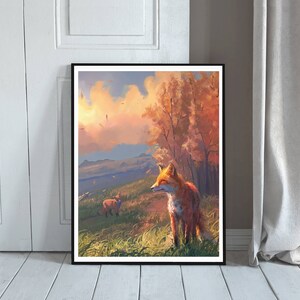 Fox Painting Illustration - the Sound of the Wind - Handpainted Fox Art ...