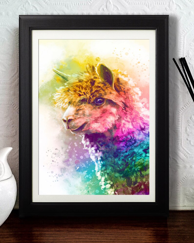 Llama Print Wall Art Alpaca Art Rainbow Llama Gift - Etsy