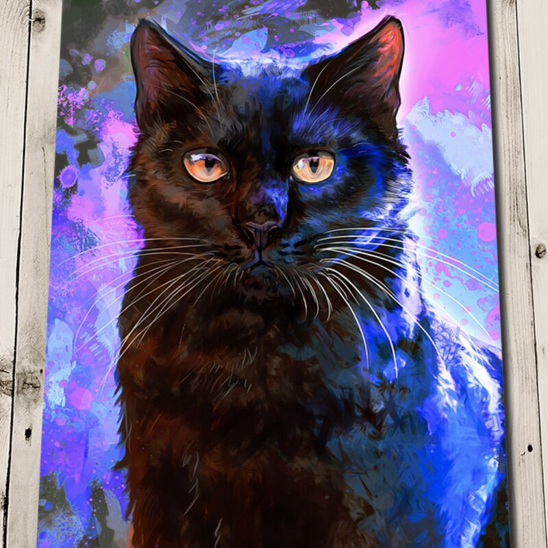 Black Cat Art - Etsy