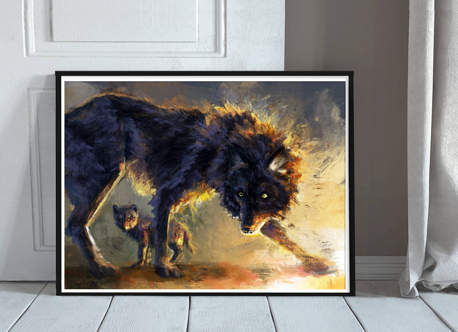 Wolf Art - Motherhood - Mother and Baby Art - Wolf Painting Gift - Wolf ...