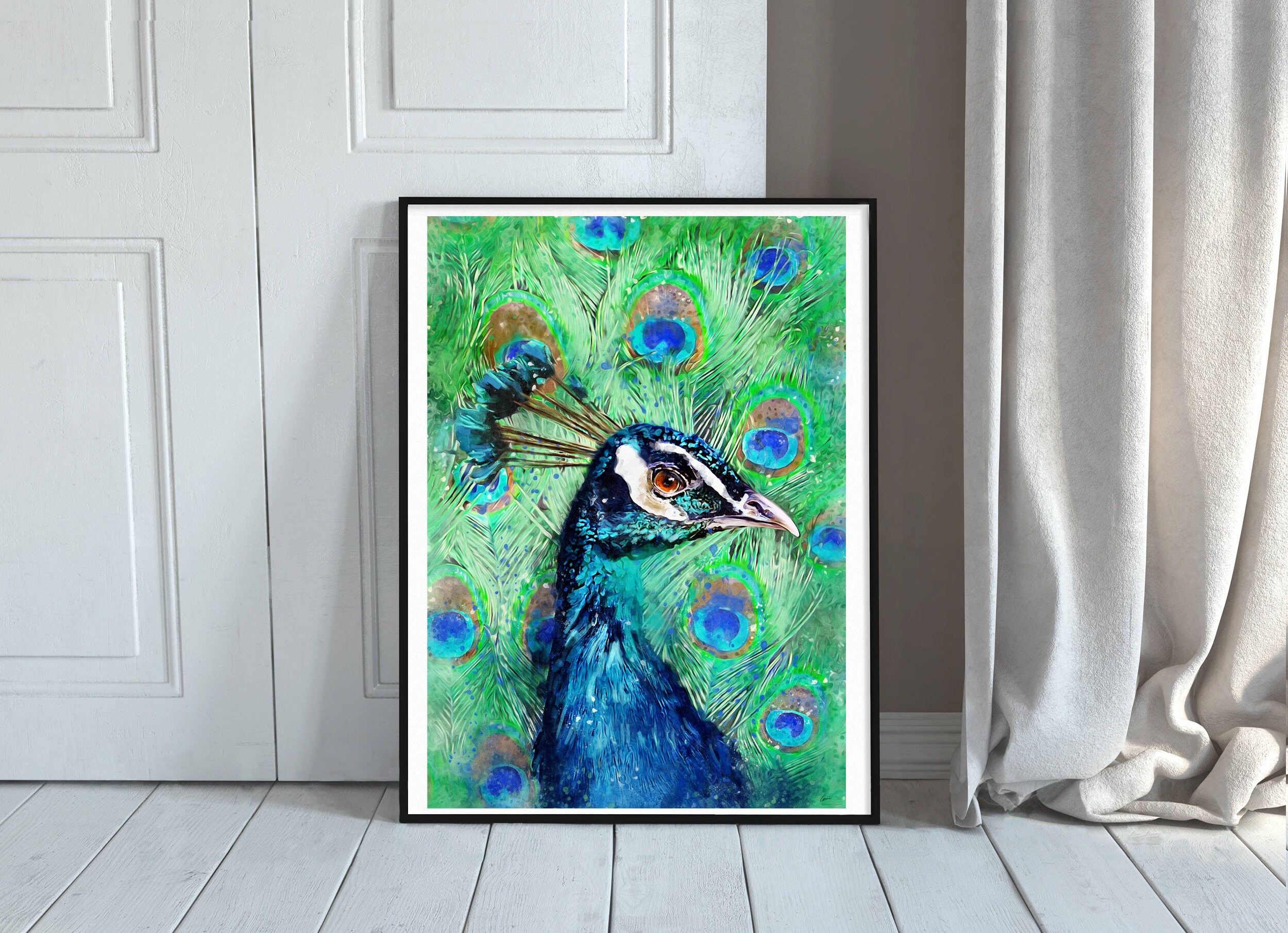 Peacock Wall Art Peacock Print Colourful Wall Art Painting | Etsy