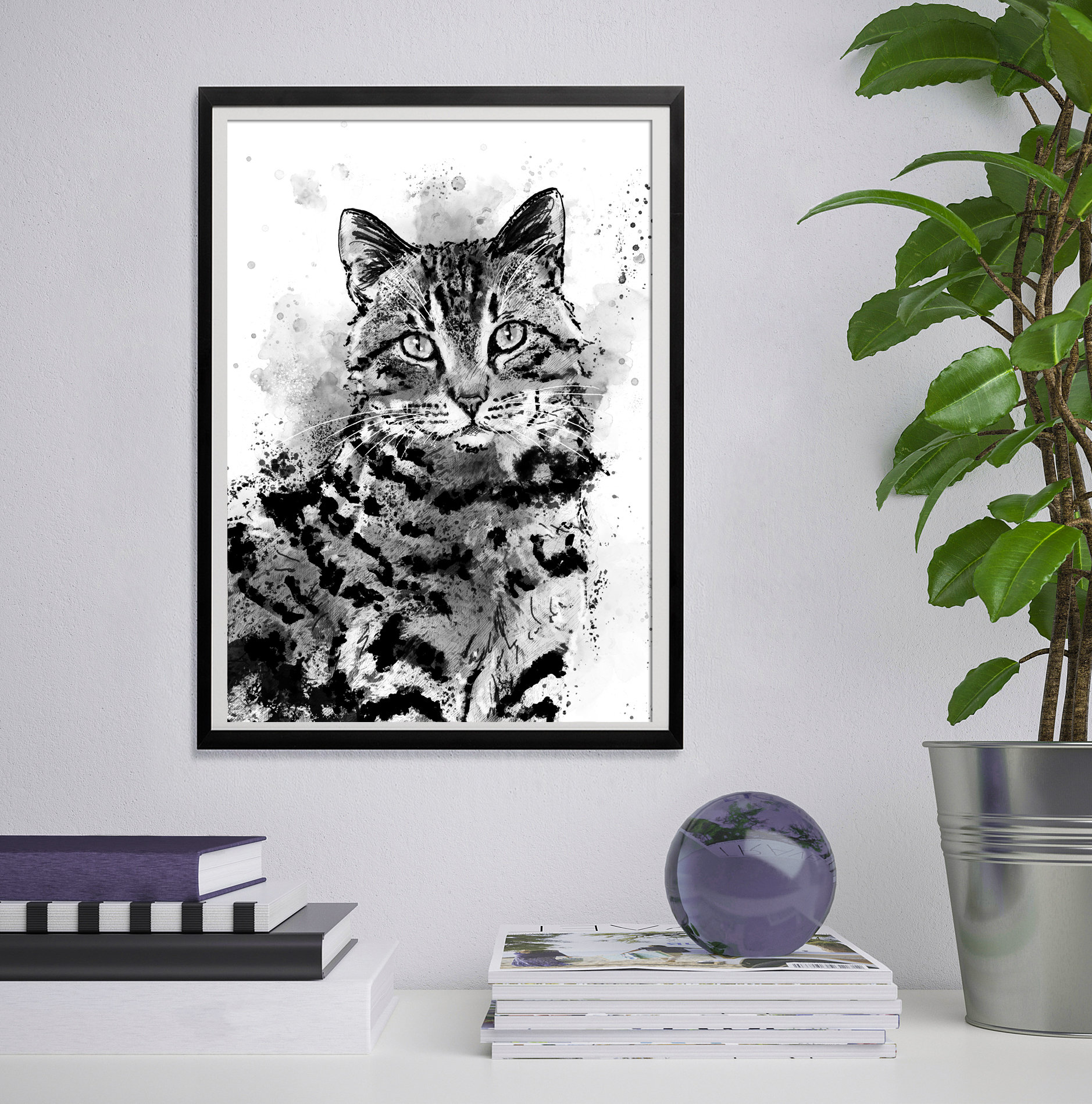 Tabby Cat Art Print Tabby Cat Painting Cat Print Cat | Etsy UK