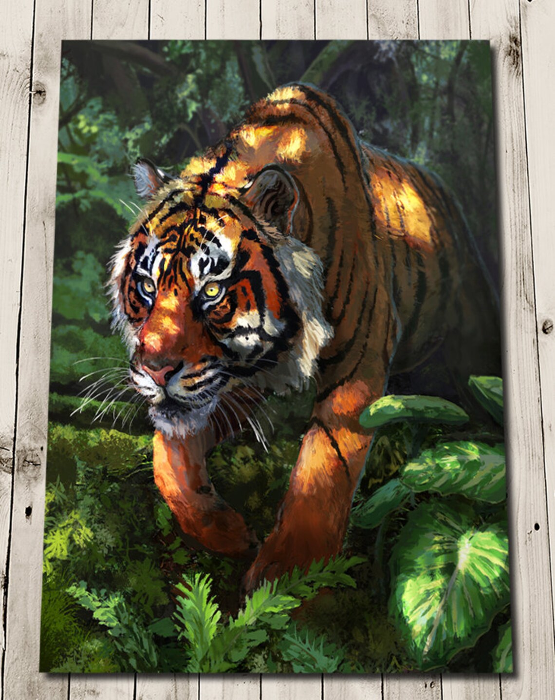 Prowling Tiger Artwork - Tiger Painting Print - Jungle Cat - Big Cat ...