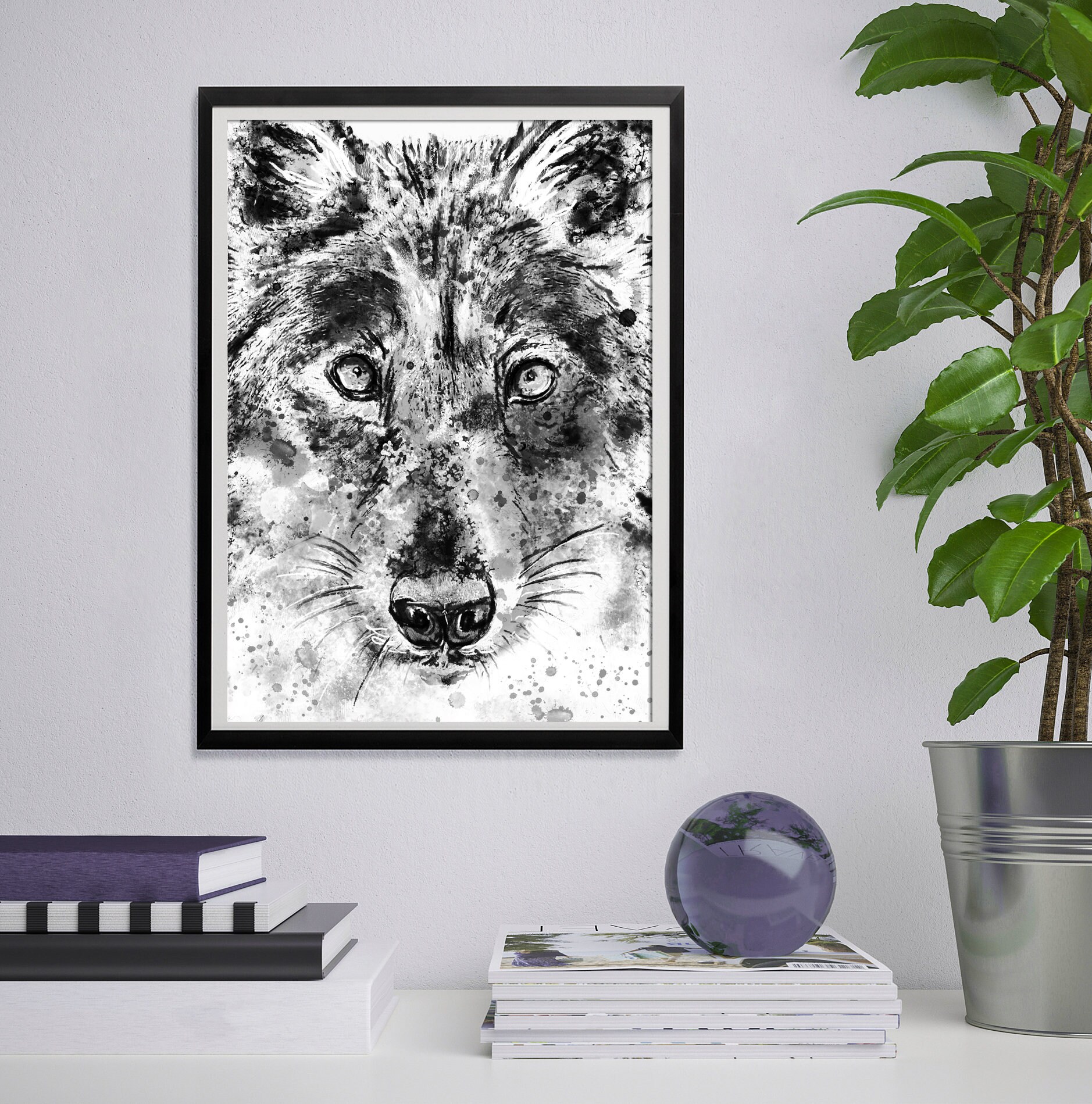 Wolf Print Wolf Watercolour Print Wolf Art Ink Wolf - Etsy