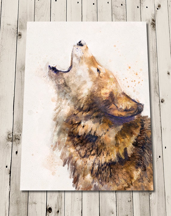 Watercolor Wolf Howling