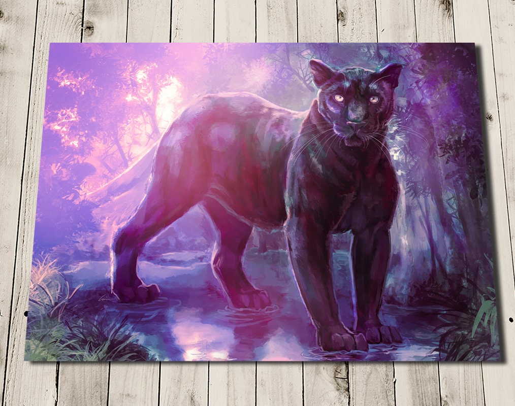 Panther Art Print Big Cat Illustration Black Cat Jungle | Etsy