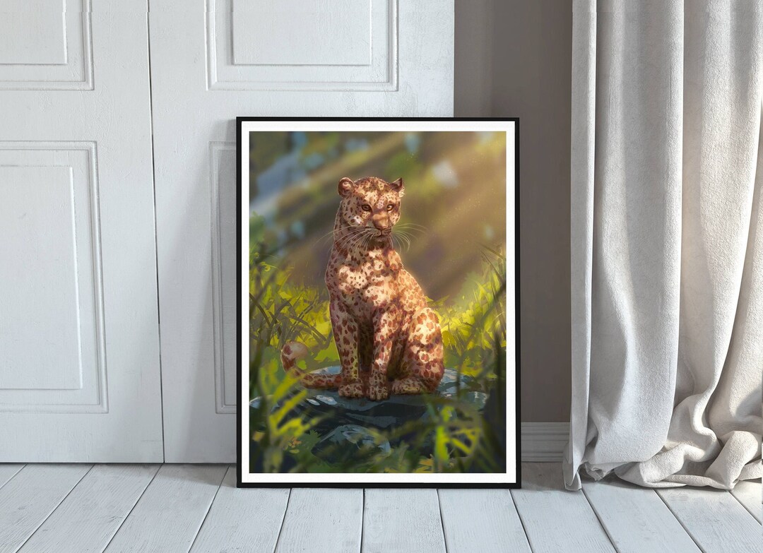 Leopard in the Jungle Art Print - Strawberry Leopard Illustration - Big ...