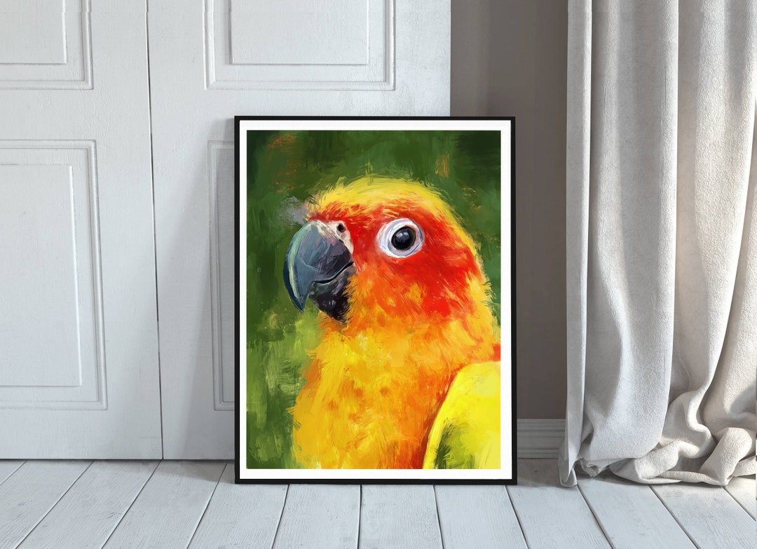 Sun Conure Art Print - Conure Flat Matte Print - Parakeet Pet Bird Art ...