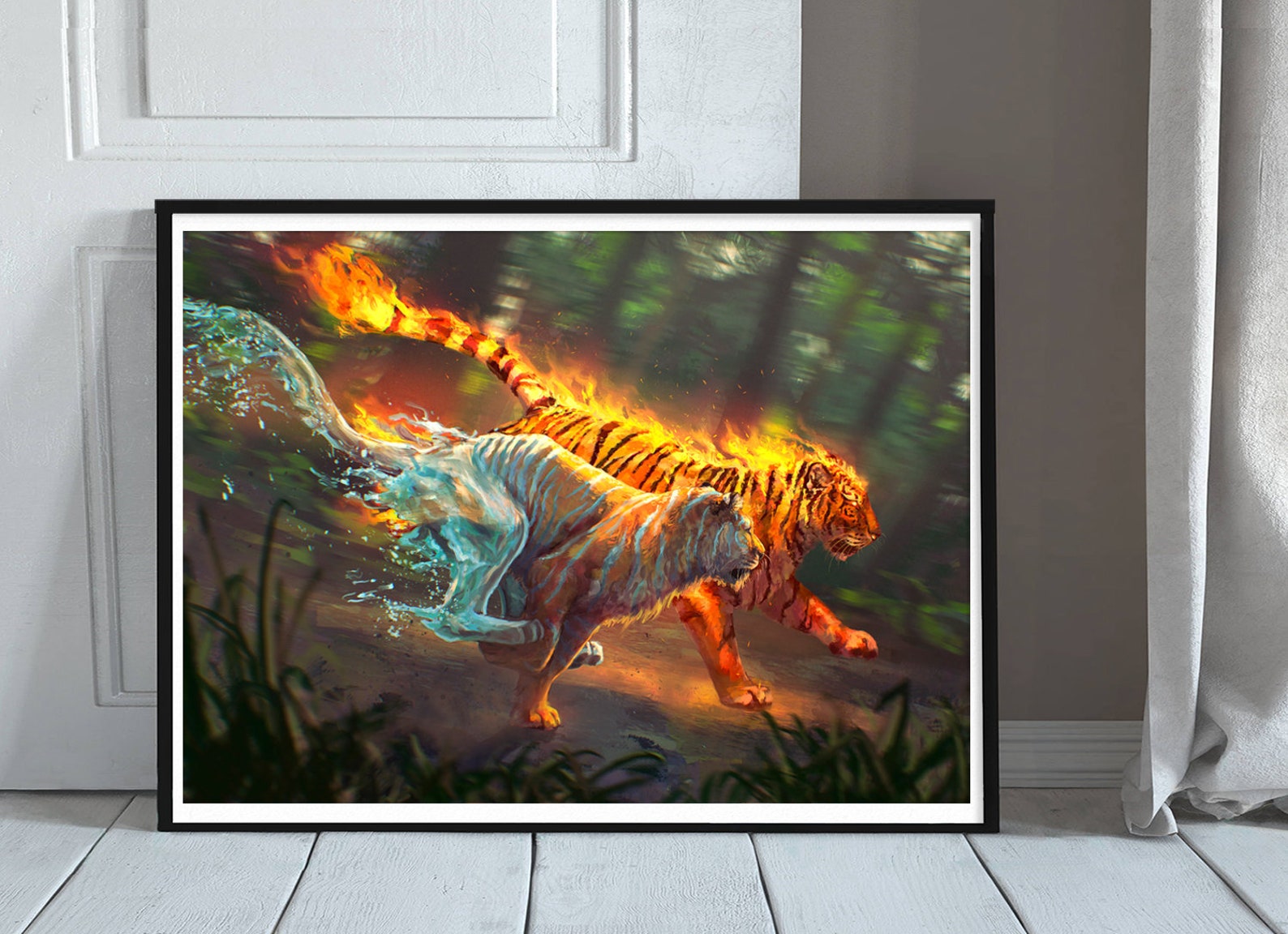 Fantasy Art Fire and Water Tiger the Race Art Print - Etsy