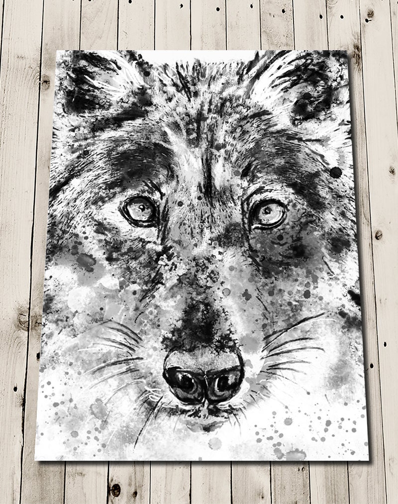 Wolf Print Wolf Watercolour Print Wolf Art Ink Wolf | Etsy