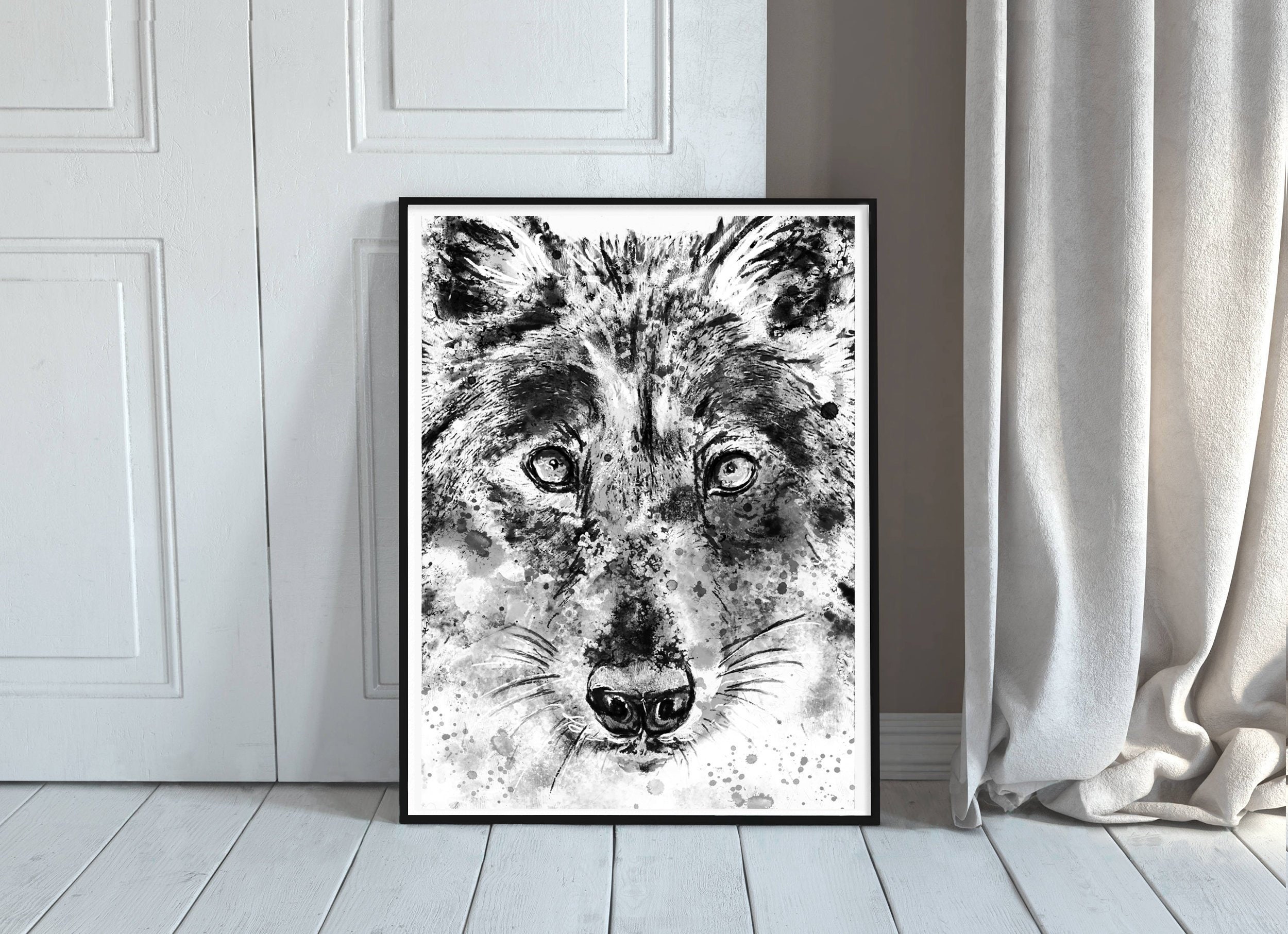 Wolf Print Wolf Watercolour Print Wolf Art Ink Wolf | Etsy