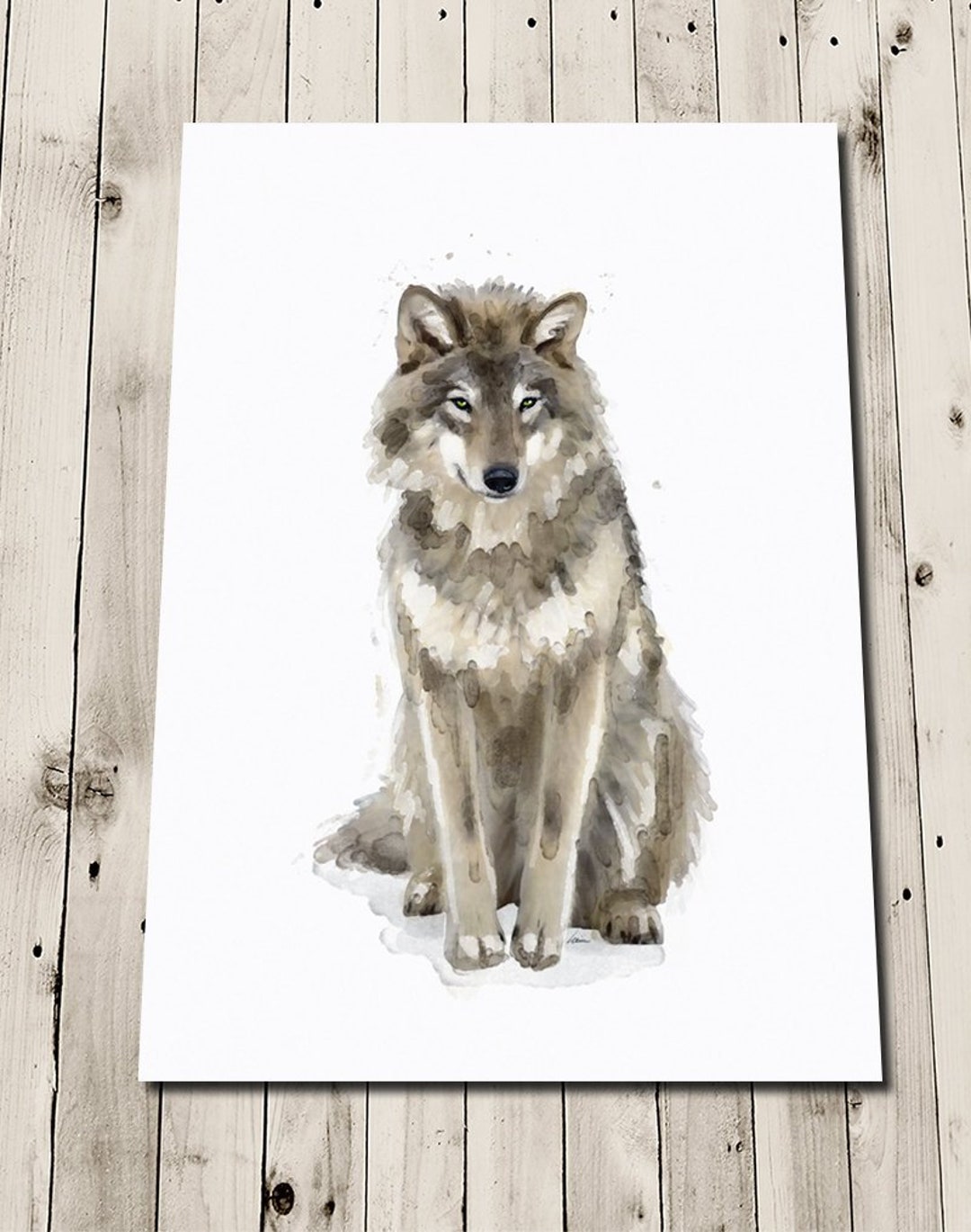 Watercolour Print Animal - Wolf Watercolor - Wolf Wall Art ...