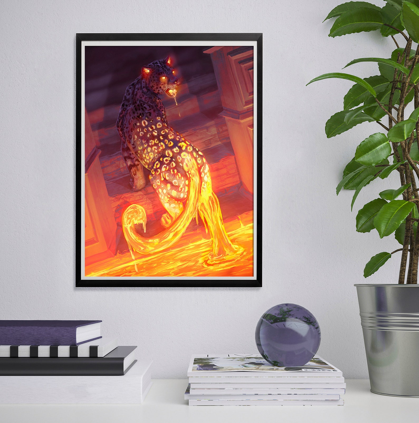 Lava Leopard Fantasy Big Cat Art Print Independent Artist - Etsy
